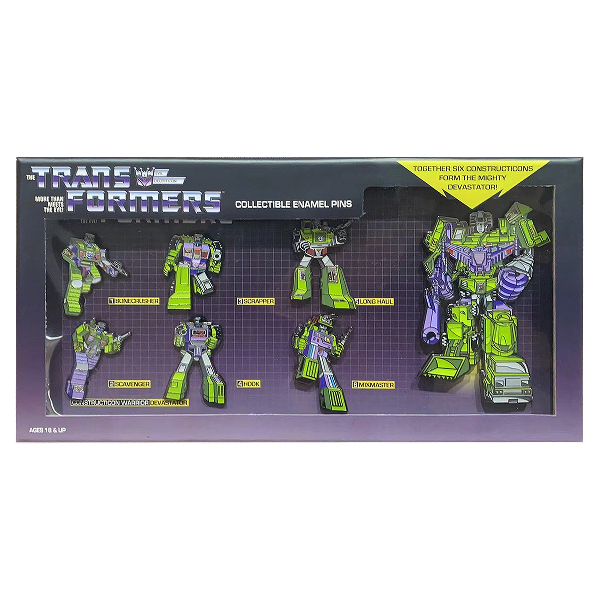 Transformers Devastator X Constructicons Retro Enamel Pins Box Set | Icon Heroes