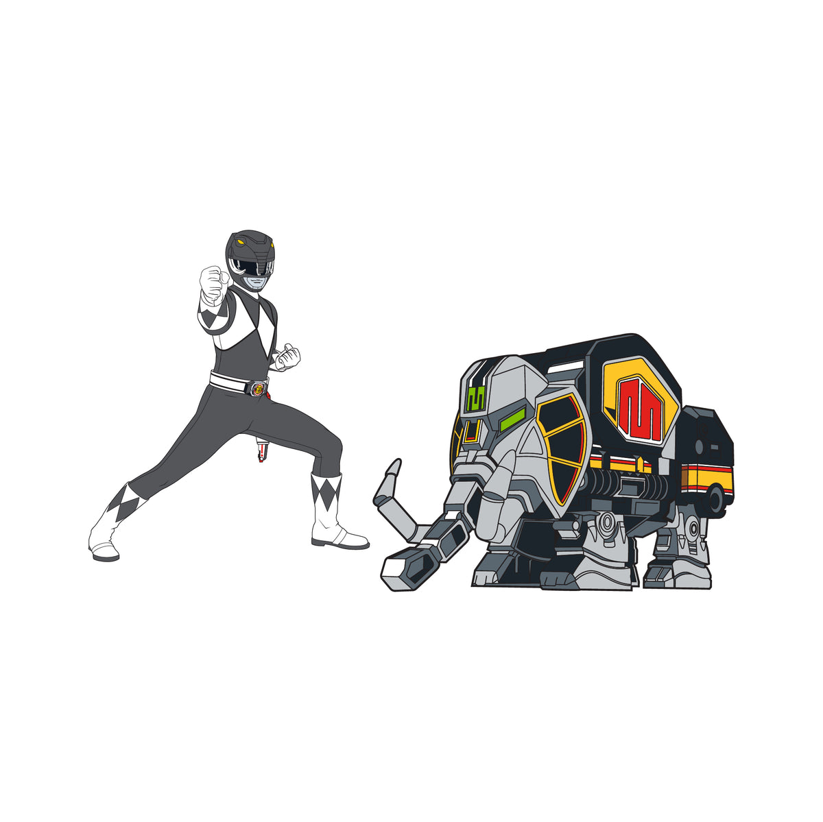 Power Rangers Black Ranger X Mastodon Dinozord Pin Set | Icon Heroes