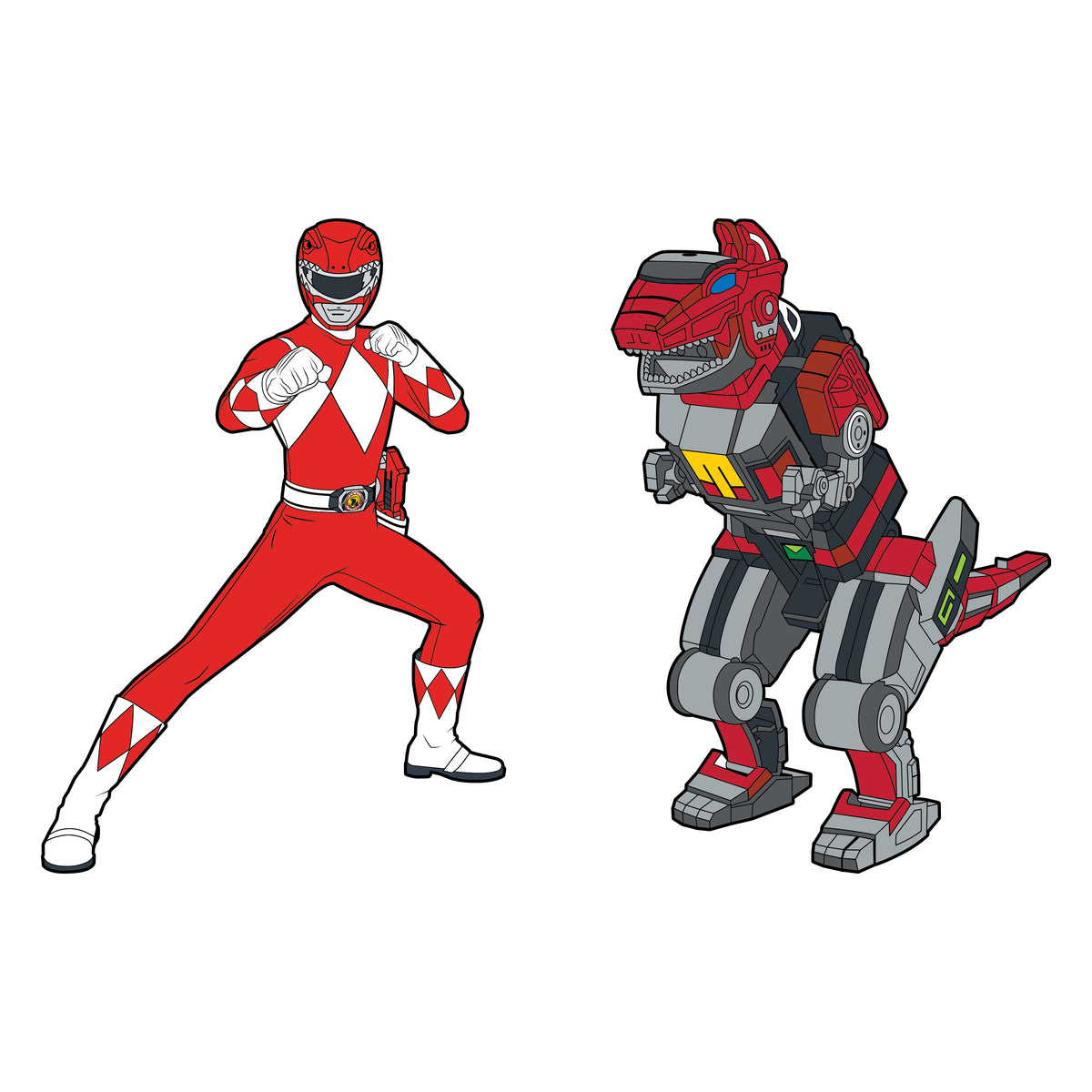 Power Rangers Red Ranger X Tyrannosaurus Dinozord Pin Set | Icon Heroes
